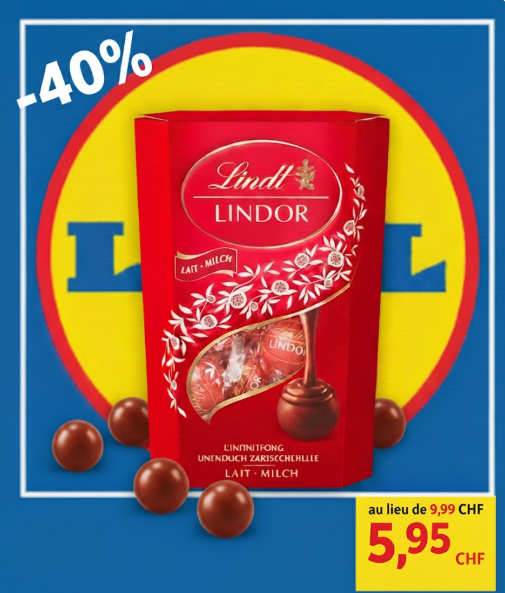 Lidl - LINDOR de Lindt à -40% chez Lidl - Radin.ch